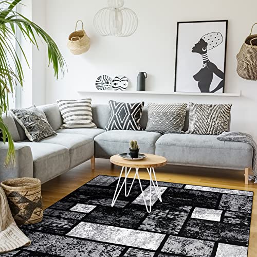 Luxe Weavers Geometric Squares Gray 5x7 Modern Abstract Area Rug, Colorblock Premium Carpet Non Shedding