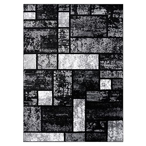 Luxe Weavers Geometric Squares Gray 5x7 Modern Abstract Area Rug, Colorblock Premium Carpet Non Shedding