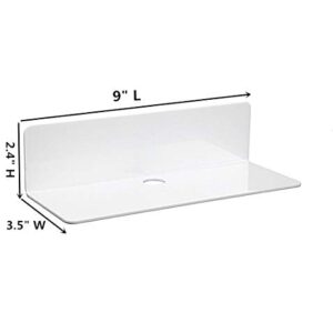 IEEK 9 Inch Acrylic Floating Shelves Set of 4,Small Wall Display Shelf for Bluetooth Speakers/Security Cameras/Nintendo Switch/Action Figures,Damage-Free Wall Shelves Stick-On Shelf,White