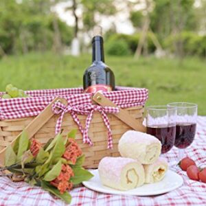 Picnic Basket Natural Woven Woodchip with Double Folding Handles | Easter Basket | Storage of Plastic Easter Eggs and Easter Candy | Organizer Blanket Storage | Bath Toy and Kids Toy Storage