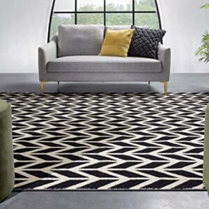 Well Woven Chevron Black 7'10" x 9'10" Area Rug Carpet