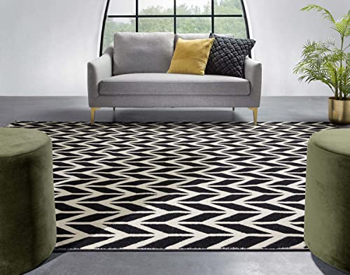 Well Woven Chevron Black 7'10" x 9'10" Area Rug Carpet