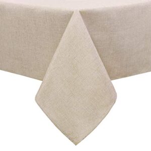 hiasan faux linen rectangle tablecloth – wrinkle and stain resistant washable table cloth for kitchen dining room holiday table cover for party dinner, beige, 54 x 80 inch