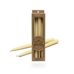 100 percent pure beeswax taper candles. box of 4 / 9.5 inch.