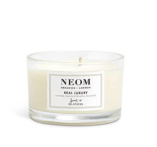 NEOM- Real Luxury Scented Candle, Travel Size | Lavender & Rosewood | Essential Oil Aromatherapy Candle | Scent to De-Stress