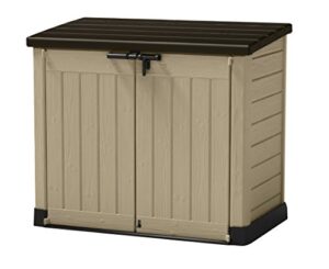 keter store-it-out max 4.8 ft x 2.7 ft durable outdoor storage shed made from weather resistant resin 42 cubic feet beige/brown