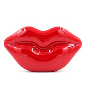 women acrylic lips-shaped evening bags purses clutch vintage banquet handbag (red) medium