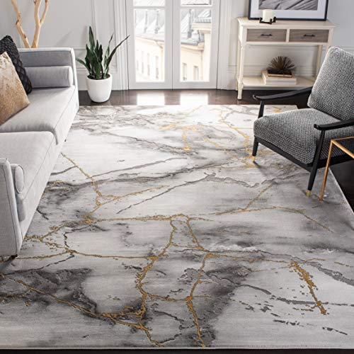 SAFAVIEH Craft Collection 8' x 10' Grey / Gold CFT877F Modern Abstract Non-Shedding Living Room Bedroom Dining Home Office Area Rug