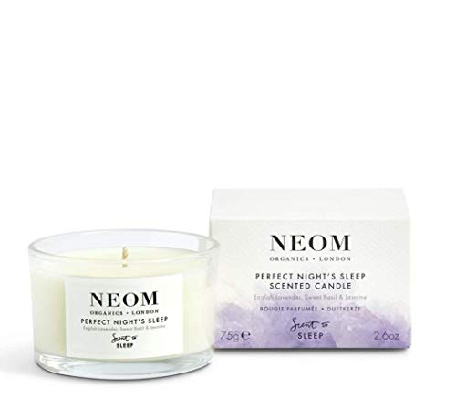 NEOM Lavender, Jasmine & Basil Candle, Travel Size | Scent to Sleep | Essential Oil Aromatherapy Candle | 100% Natural Fragrance