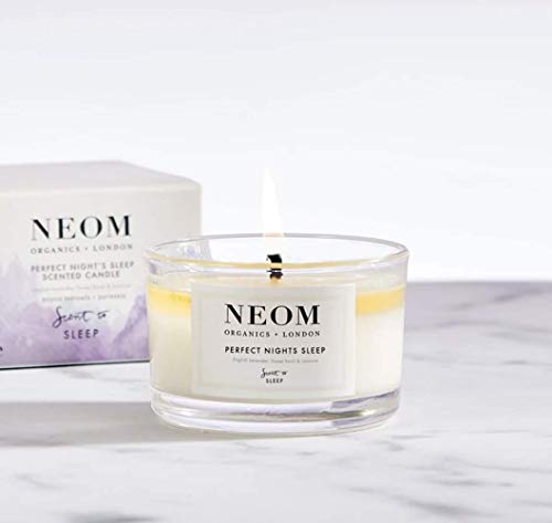 NEOM Lavender, Jasmine & Basil Candle, Travel Size | Scent to Sleep | Essential Oil Aromatherapy Candle | 100% Natural Fragrance