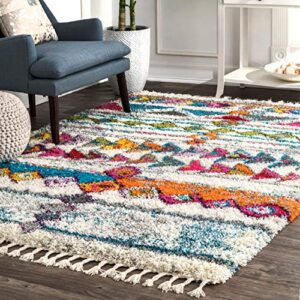 nuloom aponi tribal shag area rug, 5 ft 3 in x 7 ft 6 in, multi