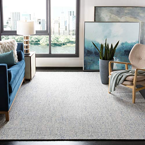 SAFAVIEH Abstract Collection 8' x 10' Ivory/Blue ABT471M Handmade Premium Wool Area Rug