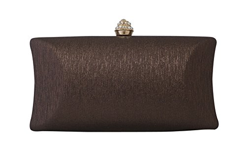 Chicastic Rhinestone Crystal Clasp Hard Box Wedding Evening Bag Bridal Cocktail Clutch Purse Bronze