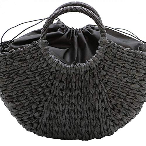 Straw Beach Bag Natural Hand Summer Tote Handbags Woven Handle Shoulder Bag For Women (Straw Bag L,)