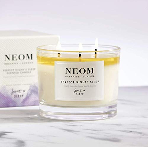 NEOM- Perfect Night's Sleep Scented Candle, 3 Wick | Lavender & Jasmine | Essential Oil Aromatherapy Candle | Scent to Sleep