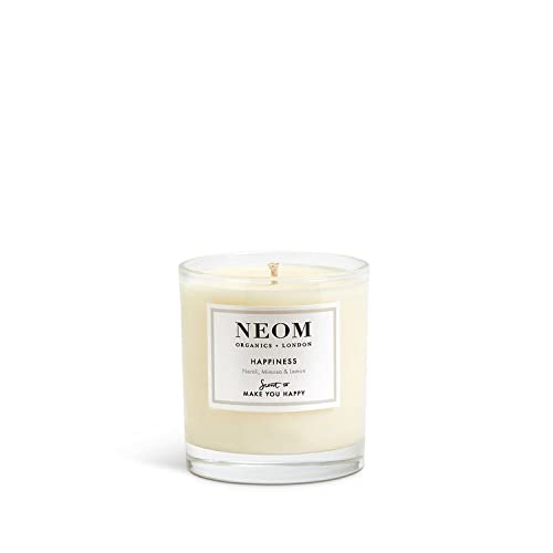 NEOM- Happiness Scented Candle, 1 Wick | Essential Oil Aromatherapy Candle | Neroli, Mimosa & Lemon | Scent to Make You Happy