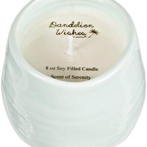 Pavilion Gift Company 77111 Plain Dandelion Wishes - Some See a Weed Some See a Wish Green Ceramic Soy Serenity Scented Candle,