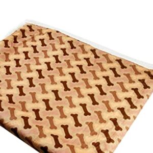 Longrich Flannel Dog Bone Print & Ultra Soft Sherpa Throw Blanket, 60" L X 50" W, Taupe