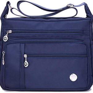 Waterproof Nylon Shoulder Crossbody Bags - Handbag Zipper Pocket Tote Bag Purses Satchel for Ladies Women Girls (Small bag-blue)