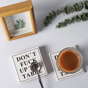 Ceramic Coasters Absorbent for Drinks, Coaster with Cork Backing for Family and Friends, 4 Pack (Don't up The Table)