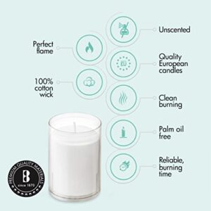 BOLSIUS Votive Candles - 20 Pack Restaurant Candles in Clear Unbreakable Plastic Cups - 24 Hours Burn Time - Premium European Quality - Unscented Smokeless Relight, Birthday, Party & Wedding Candles