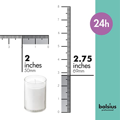 BOLSIUS Votive Candles - 20 Pack Restaurant Candles in Clear Unbreakable Plastic Cups - 24 Hours Burn Time - Premium European Quality - Unscented Smokeless Relight, Birthday, Party & Wedding Candles