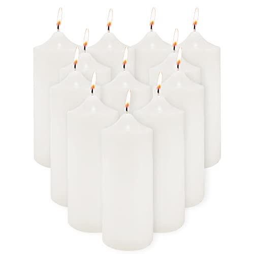 Super Z Outlet 3 x 9 Unscented Pillar Candles for Home Decoration, Weddings, Relaxation, Spa, Smokeless Cotton Wick. (12 Pack) (White)