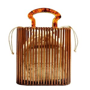 womens fashion bamboo bag with acrylic handle bucket bag summer beach clutch purse handbags