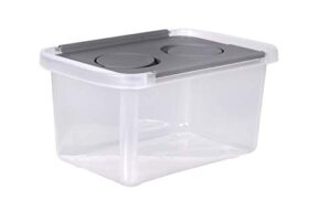 school storage box with hinged interlocking lid – 3 quart -10 x 6.5 x 5.5 inches (gray)