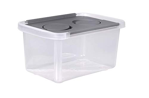 School Storage Box with Hinged Interlocking Lid - 3 Quart -10 x 6.5 x 5.5 Inches (Gray)