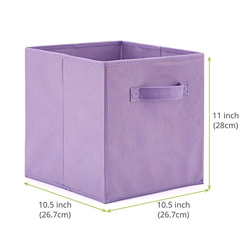 EZOWare Set of 6 Foldable Fabric Basket Bin Collapsible Storage Cube For Nursery, Toys Organizer, Shelf Cabinet (Purple)