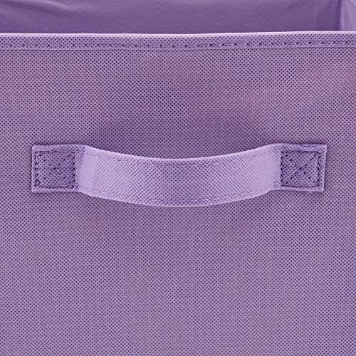 EZOWare Set of 6 Foldable Fabric Basket Bin Collapsible Storage Cube For Nursery, Toys Organizer, Shelf Cabinet (Purple)