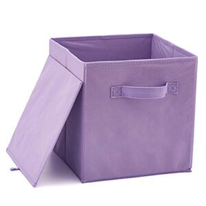 EZOWare Set of 6 Foldable Fabric Basket Bin Collapsible Storage Cube For Nursery, Toys Organizer, Shelf Cabinet (Purple)