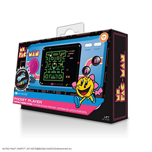 My Arcade Pocket Player Handheld Game Console: 3 Built In Games, Ms. Pac-Man, Sky Kid, Mappy, Collectible, Full Color Display, Speaker, Volume Controls, Headphone Jack, Battery or Micro USB Powered