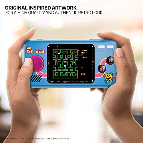 My Arcade Pocket Player Handheld Game Console: 3 Built In Games, Ms. Pac-Man, Sky Kid, Mappy, Collectible, Full Color Display, Speaker, Volume Controls, Headphone Jack, Battery or Micro USB Powered