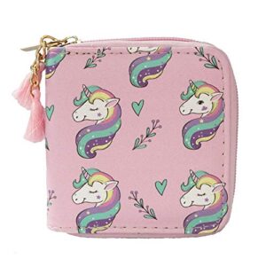 timlee cute rainbow pink unicorn wallet girls christmas gift women short wallets (unicorn e)