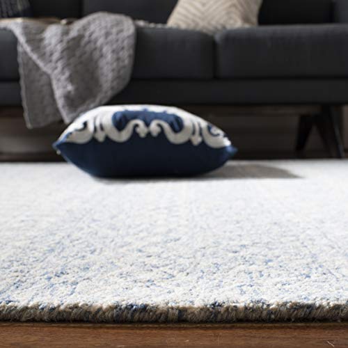 Safavieh Micro-Loop Collection 8' x 10' Blue/Ivory MLP502M Handmade Moroccan Boho Tribal Premium Wool Area Rug