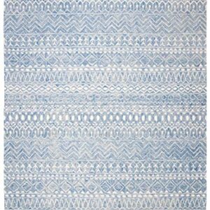 Safavieh Micro-Loop Collection 8' x 10' Blue/Ivory MLP502M Handmade Moroccan Boho Tribal Premium Wool Area Rug