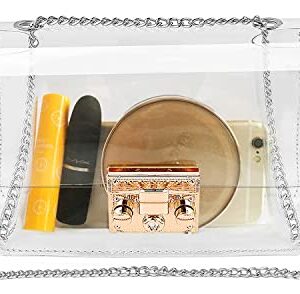 Clear Purse Crossbody Bag， Stadium Approved for Concerts Sports Events Cute for Sports Concert Prom Party Present(Silver)