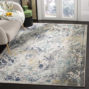 safavieh madison collection 10′ x 14′ ivory/blue mad159m boho chic distressed non-shedding living room bedroom dining home office area rug