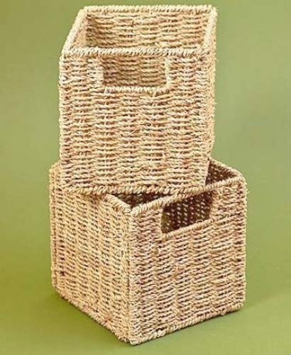 Tall Slim Wooden Multi Use Space Saving Cabinet Organizer or Baskets (Set of 2 Baskets)