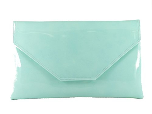 LONI Women's Synthetic Clutch Bag Wedding Large Mint Green