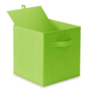 Casafield Set of 6 Collapsible Fabric Cube Storage Bins, Lime Green - 11" Foldable Cloth Baskets for Shelves, Cubby Organizers & More