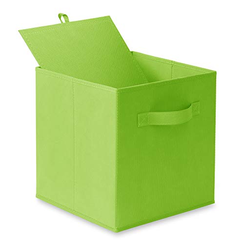 Casafield Set of 6 Collapsible Fabric Cube Storage Bins, Lime Green - 11" Foldable Cloth Baskets for Shelves, Cubby Organizers & More