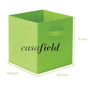 Casafield Set of 6 Collapsible Fabric Cube Storage Bins, Lime Green - 11" Foldable Cloth Baskets for Shelves, Cubby Organizers & More