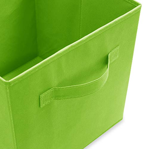 Casafield Set of 6 Collapsible Fabric Cube Storage Bins, Lime Green - 11" Foldable Cloth Baskets for Shelves, Cubby Organizers & More