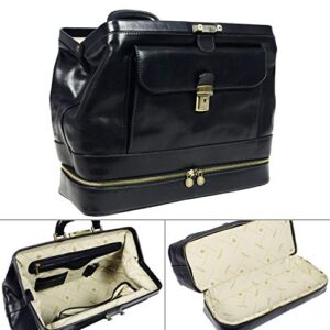 Time Resistance Leather Medical Doctor Bag Vintage Style Medium Satchel Black