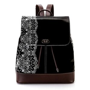 black and lace pu leather backpack fashion shoulder bag rucksack travel bag for women girls