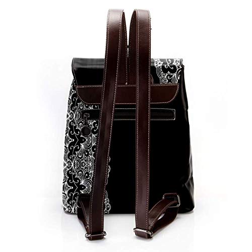 Black And Lace PU Leather Backpack Fashion Shoulder Bag Rucksack Travel Bag for Women Girls