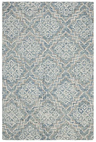 SAFAVIEH Abstract Collection 3' x 5' Blue/Grey ABT201A Handmade Premium Wool Area Rug